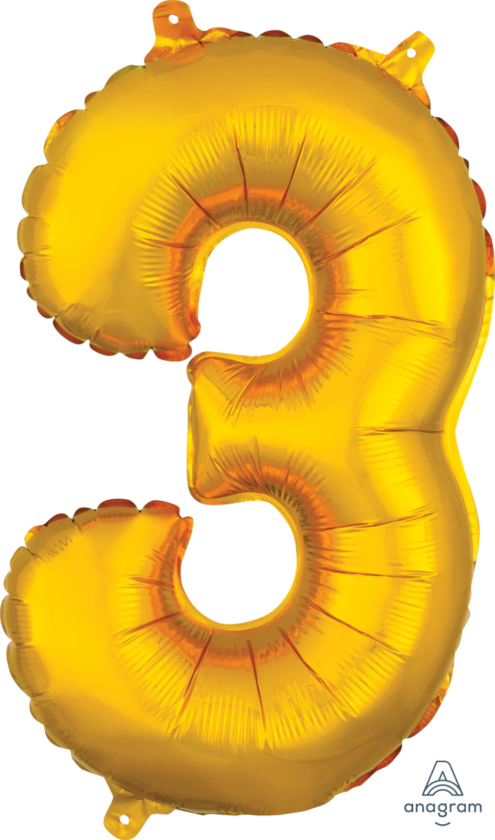 Number 3 Gold 3308101 - 14 in - funnyballoonspr