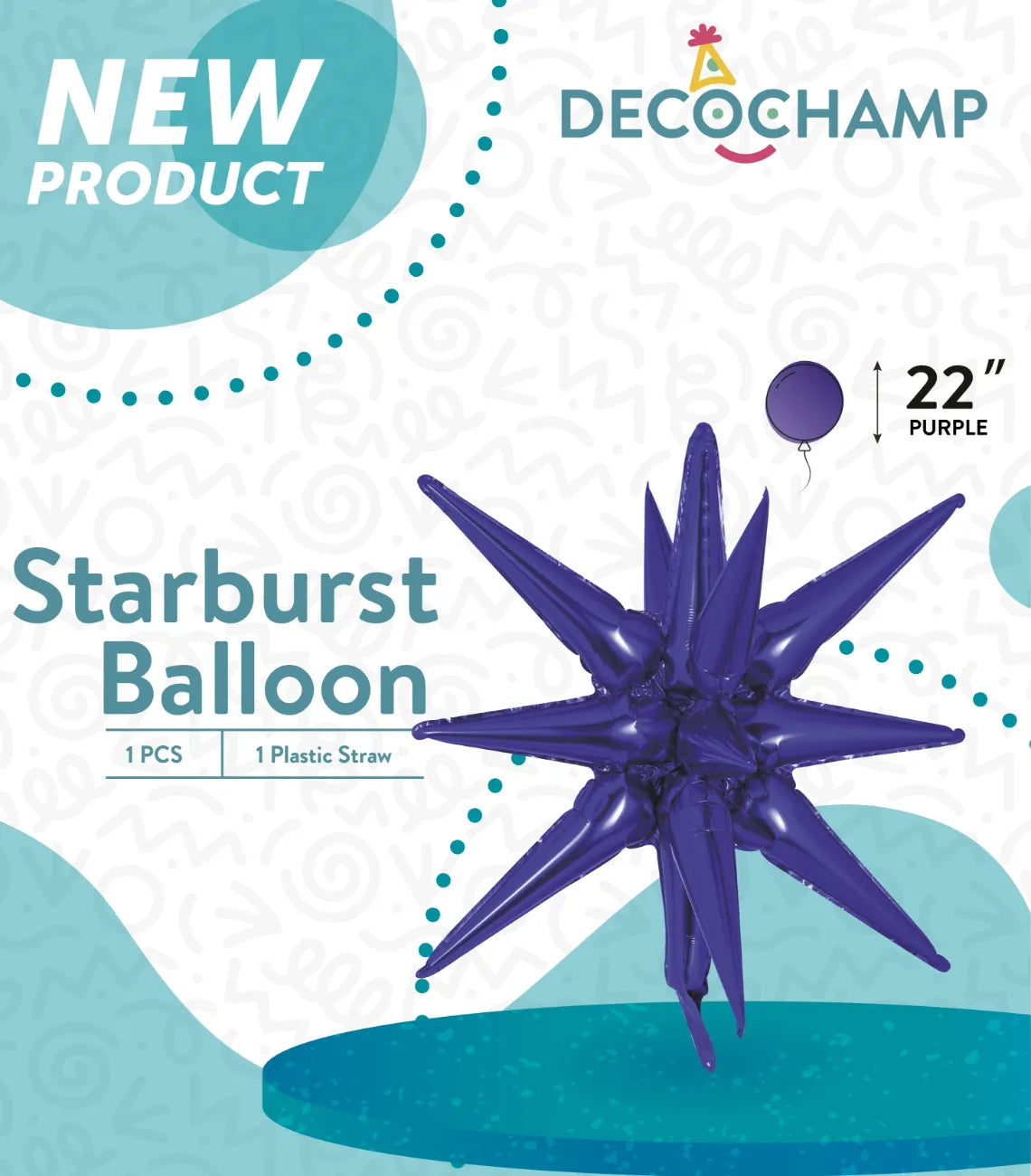 Starburst Foil Balloons Purple 22″ - funnyballoonspr