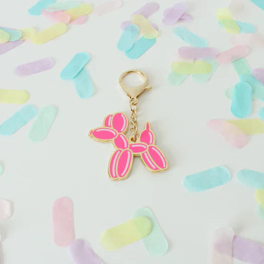 Balloon Dog Hard Enamel Keychain (Neon Pink) - funnyballoonspr