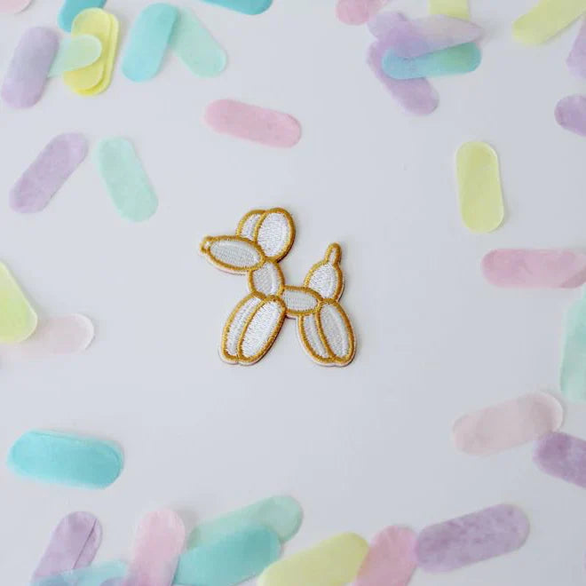 Balloon Dog Embroidered Patch (White) - funnyballoonspr
