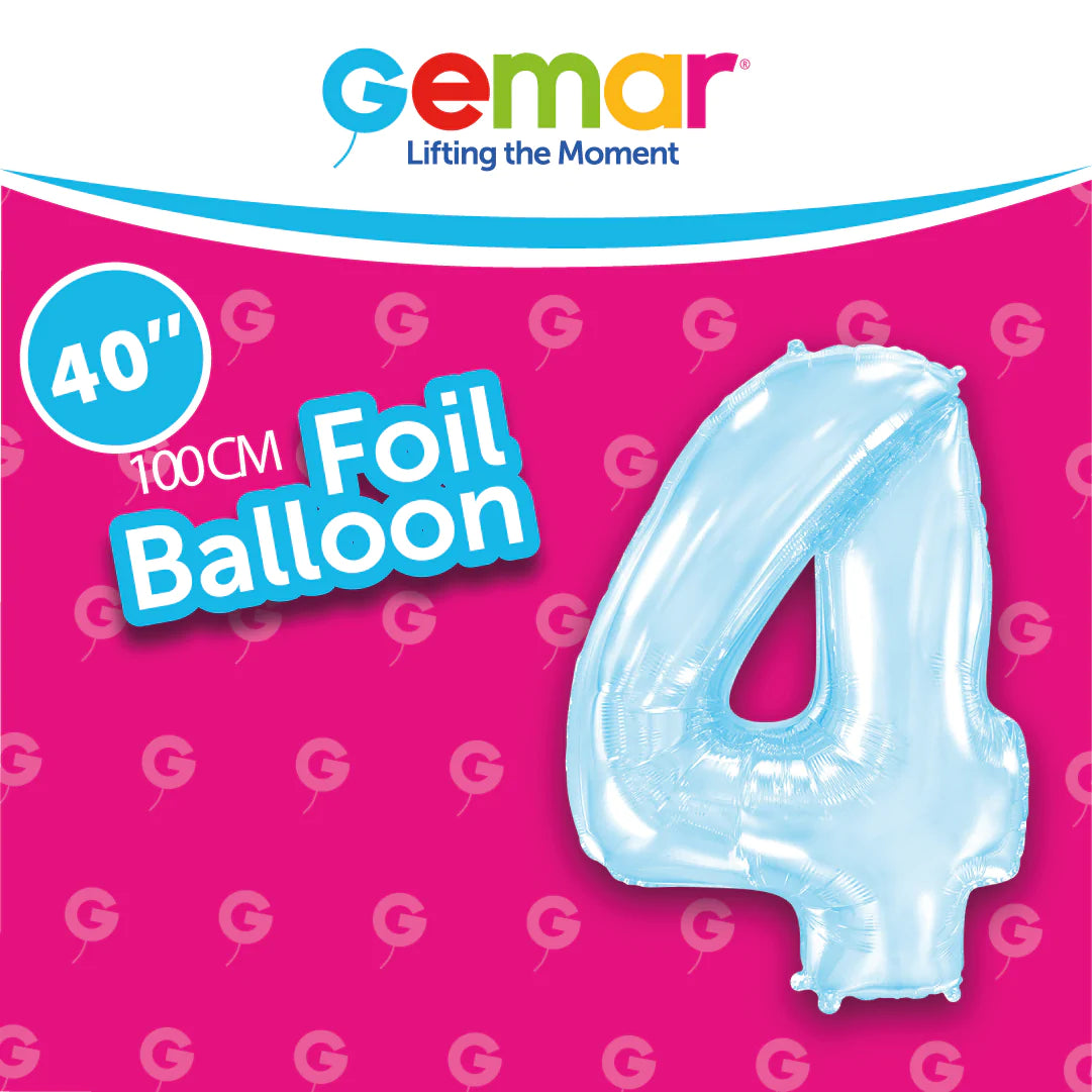 Number 4 Pastel Blue 170849 - 40 in - funnyballoonspr