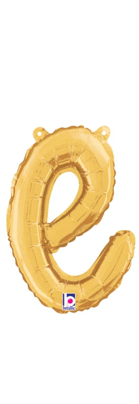 Gold E Letter Script - 14 in - funnyballoonspr