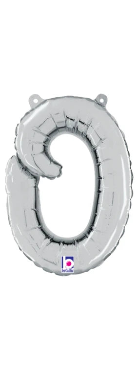 Silver O Letter Script - 14 in - funnyballoonspr